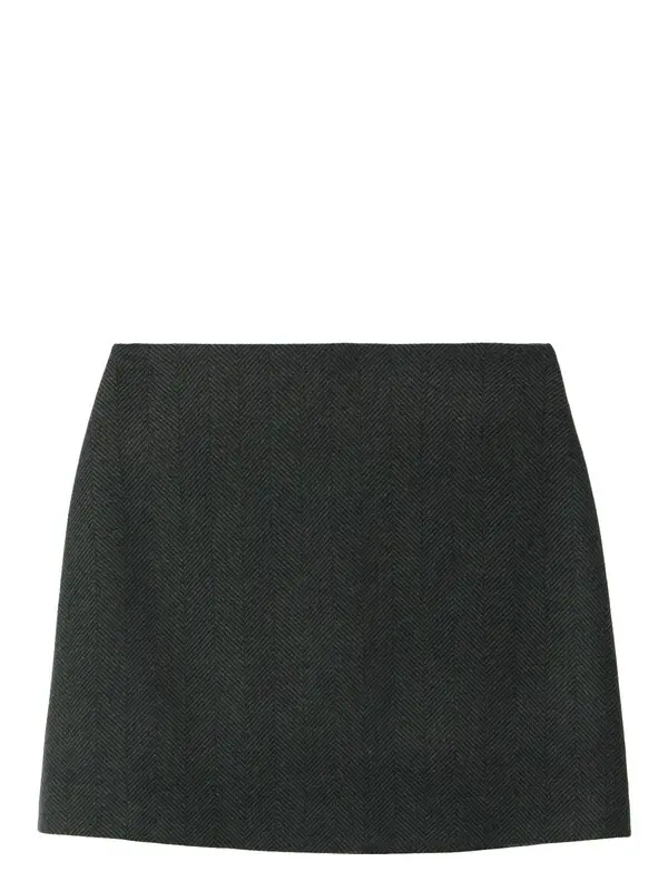 BLAZÉ MILANO Cheveyo Coci Herringbone Wool Mini Skirt - Green