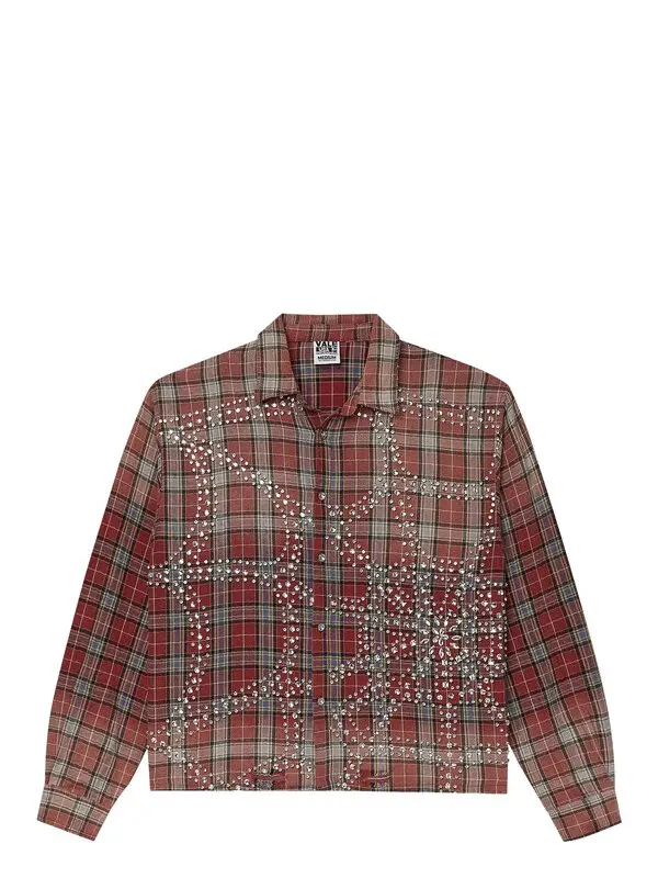 VALE FOREVER Plaid Embellished Flannel - Red