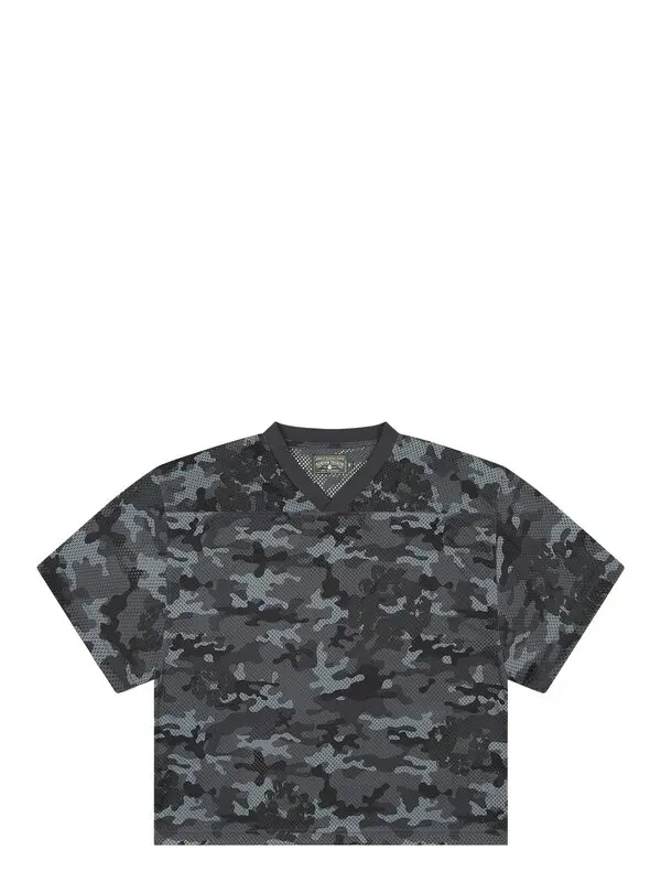DENIM TEARS Camo Wreath Mesh Football Top - Black