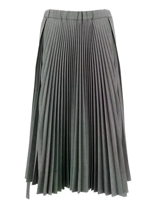 Plan C Asymmetric Pleated Skirt - Grey