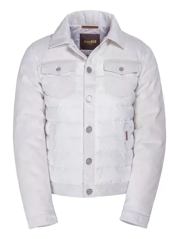 MOORER Mondor Quilted Denim Jacket - White