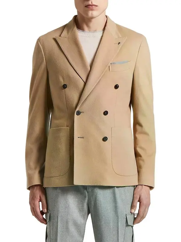 Peserico Double-breasted Patch-pocket Jacket - Neutrals