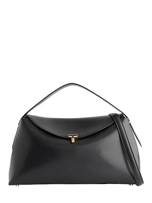 TOTEME T-lock Leather Top Handle Bag - Black