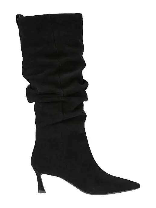 Kurt Geiger Stark Rouche Leather Knee-high Boots - Black