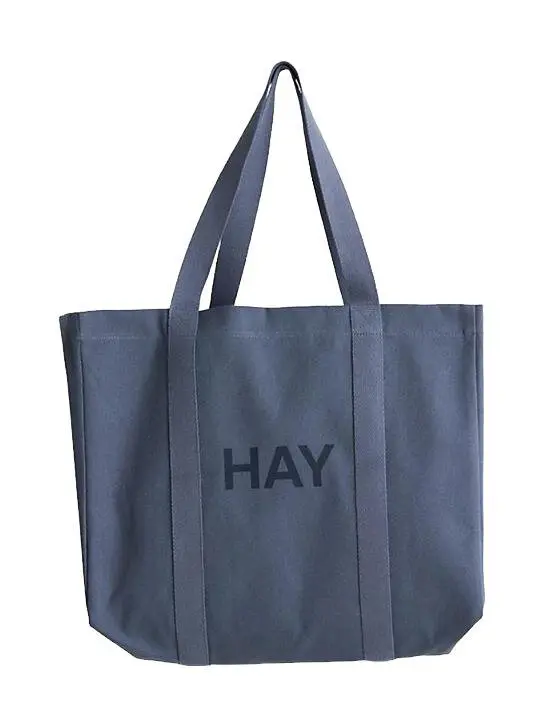 HAY Branded Cotton Tote Bag - Steel Blue