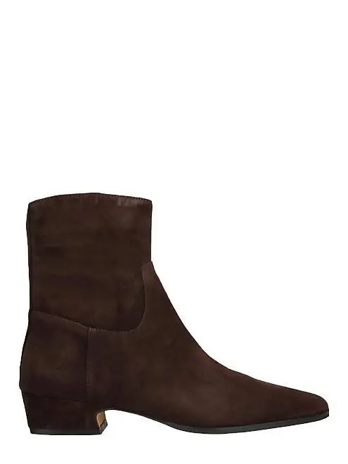 Steve Madden Dusty Suede Heeled Ankle Boots - Dark Brown