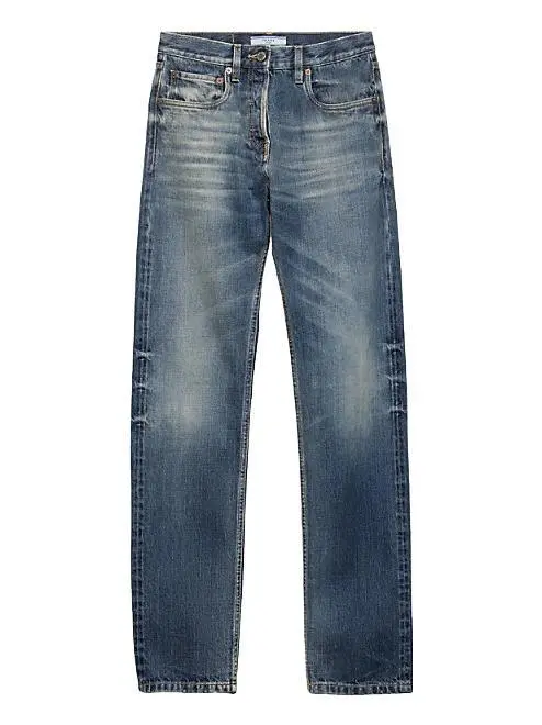 Prada Tapered-leg Washed Denim Jeans - Blue