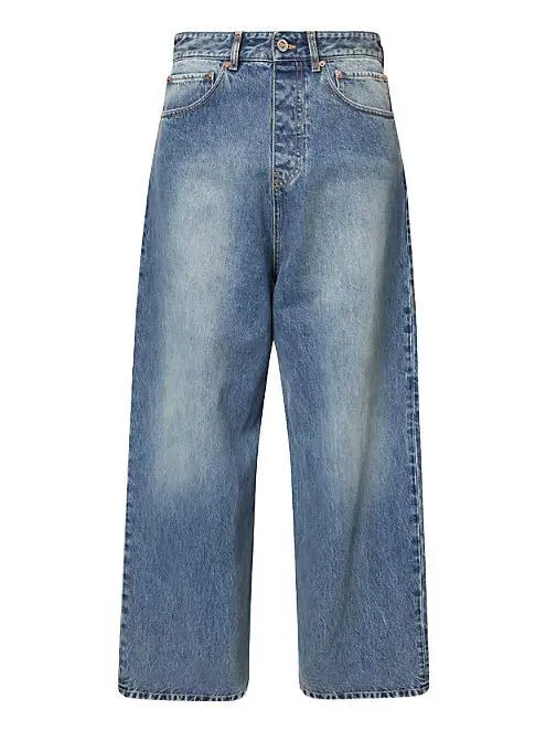 Vetements Back To Front Wide-leg Denim Jeans - Distressed Blue