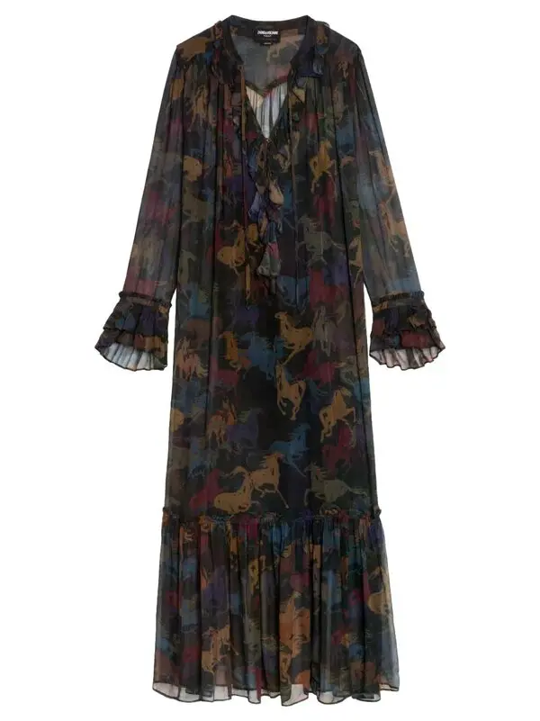Zadig&Voltaire Horse-print Maxi Dress - Brown