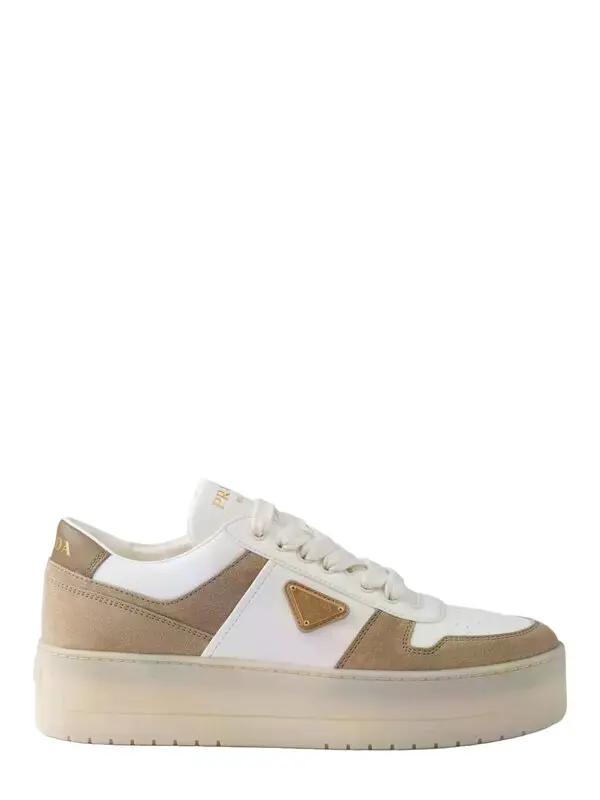 Prada Downtown Bold Leather Sneakers - White