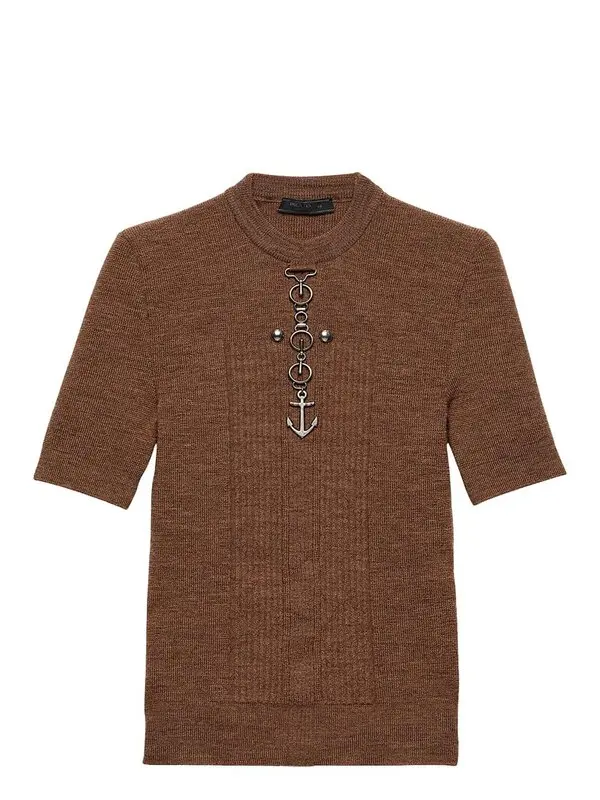 Prada Wool Anchor Hardware Short-sleeve Sweater - Ruggine