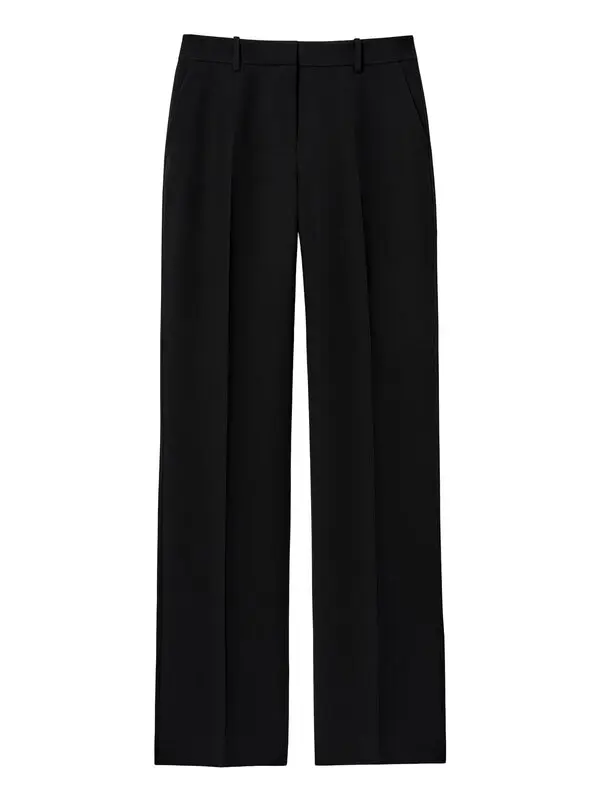 Lafayette 148 New York Wool Silk Crepe Tuxedo Stripe Pant - Black
