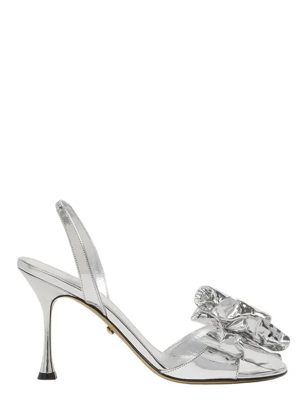 Mach & Mach Le Cadeau Leather Mirror Sandals - Slv Silver