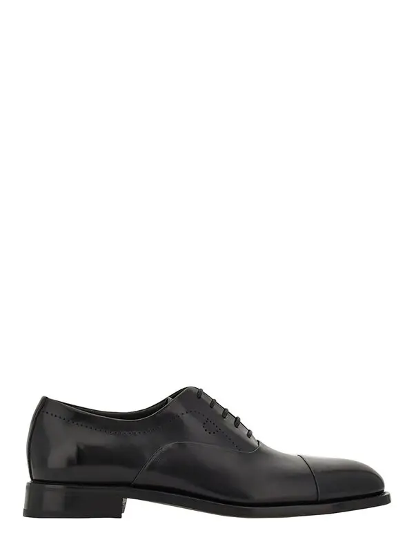 FERRAGAMO Albert Tramezza Cap-toe Brogue Oxfords - Black