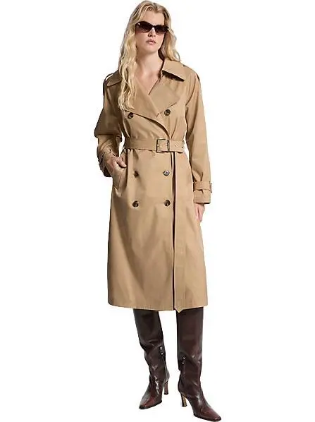 Michael Kors Cotton-blend Belted Trench Coat - Natural