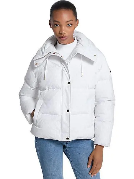 Michael Kors Signature Logo Quilted Puffer Jacket - White
