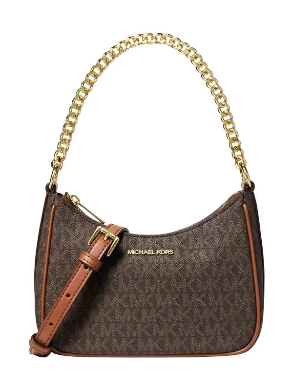 Michael Kors Jet Set Signature Logo Convertible Crossbody Bag - Brown