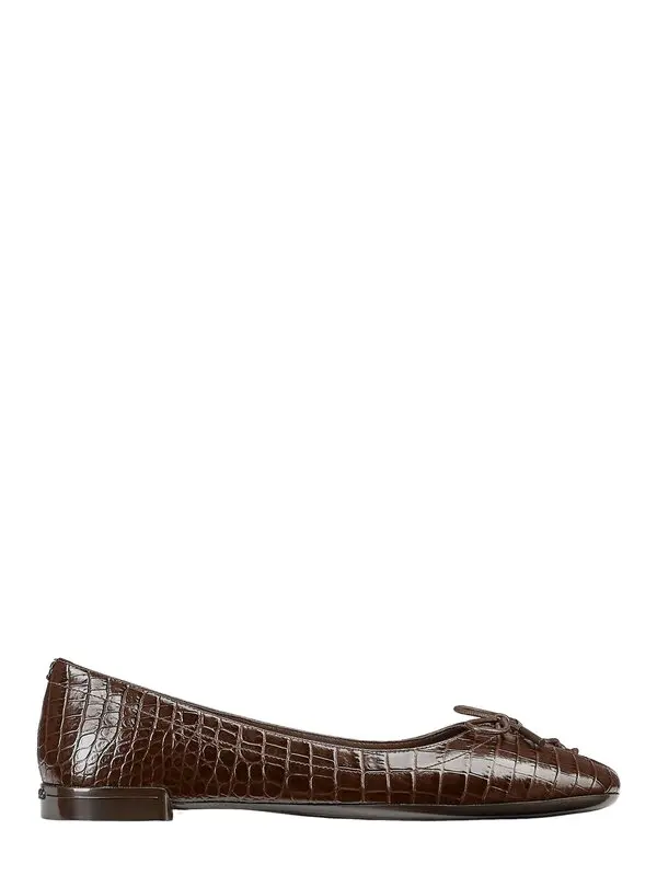 JIMMY CHOO Scarlett Croc Embossed Ballerina Flats - Brown