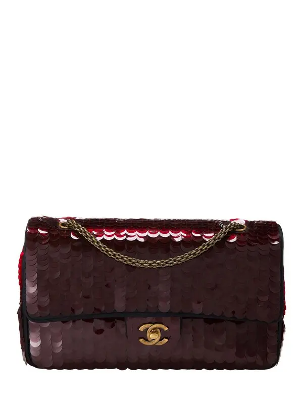 Chanel Paris-shanghai Paillette Classic Double Flap Medium - Red