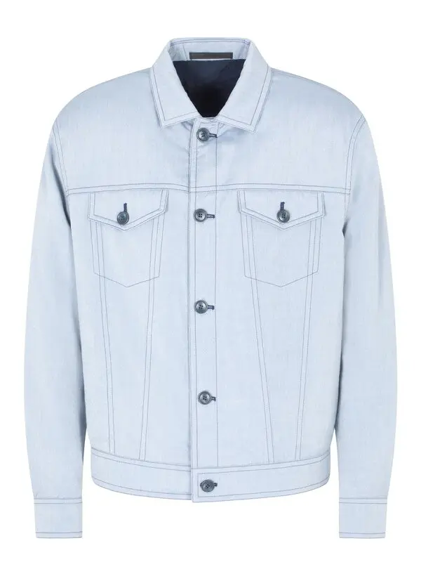 Giorgio Armani Blouson In Silk Canvas - Light Blue
