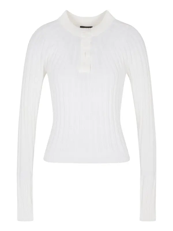 Giorgio Armani Crew-neck Rib-knit Jumper In Cashmere And Silk - White