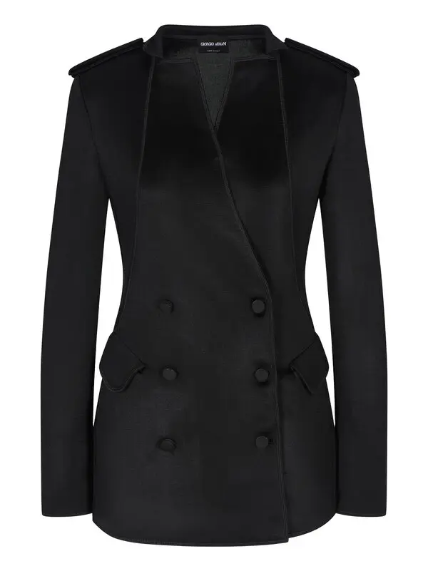 Giorgio Armani Double-breasted Viscose Jacket - Black