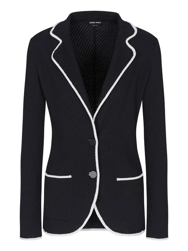 Giorgio Armani Single-breasted Silk-jersey Jacket - Black
