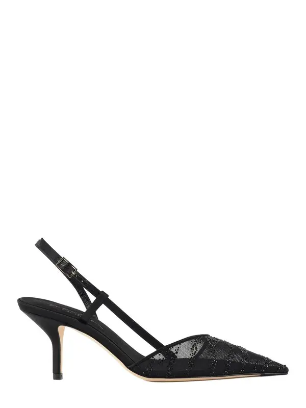Giorgio Armani Mesh And Rhinestone Slingbacks - Black