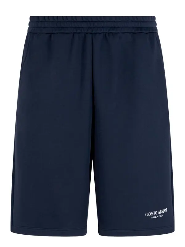 Giorgio Armani Modal-blend Double-jersey Bermuda Shorts - Navy_blue