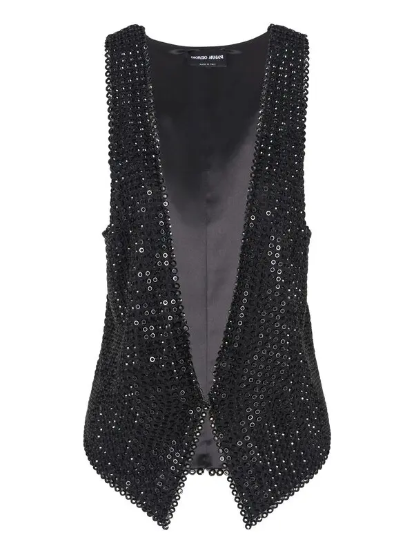 Giorgio Armani Silk Satin Gilet With Embroidery - Patterned