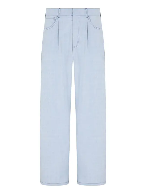 Giorgio Armani Single-pleat Silk Canvas Trousers - Light Blue