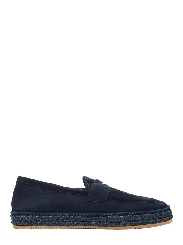 Giorgio Armani Suede Loafers With Rope Sole - Blue