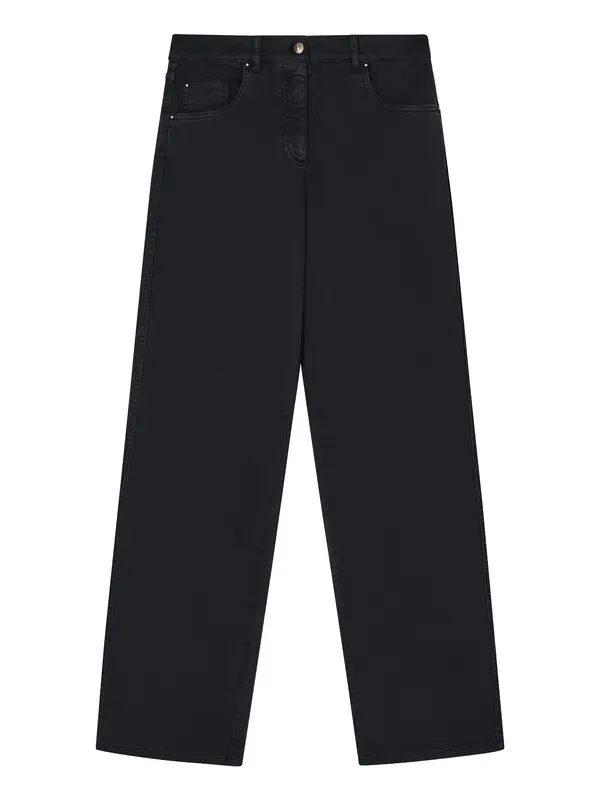 Giorgio Armani Stretch-cotton Denim Wide-leg Trousers - Black