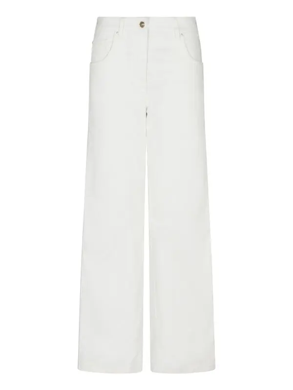 Giorgio Armani Stretch-cotton Denim Wide-leg Trousers - White