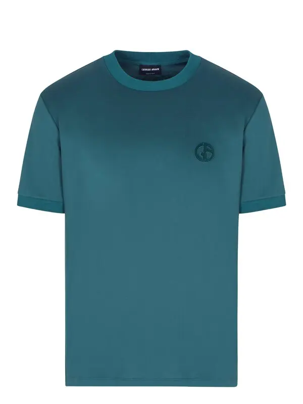 Giorgio Armani Cotton-interlock T-shirt With Ga Logo Embroidery - Green