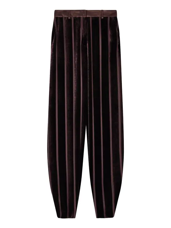 Giorgio Armani Wide-leg Striped Velvet Trousers - Patterned