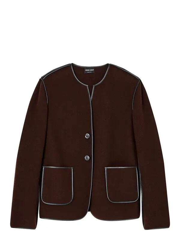 Giorgio Armani Wool And Cashmere Fleece Single-breasted Jacket - Brown