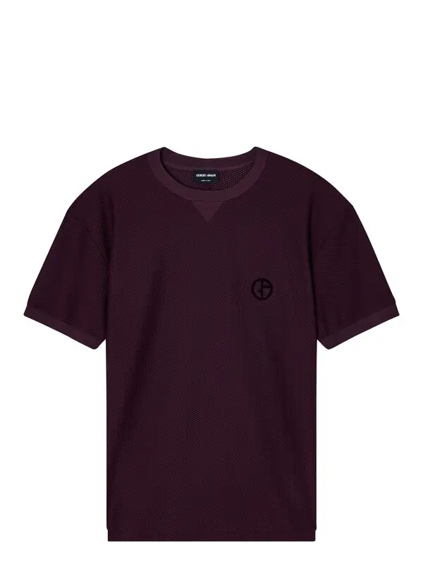 Giorgio Armani Crew-neck T-shirt In Technical Waffle Fabric - Burgundy