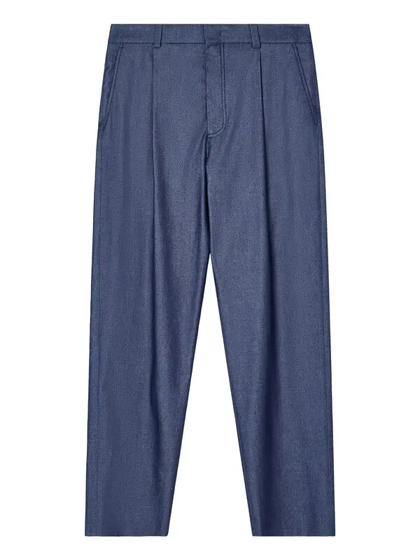 Giorgio Armani Single-pleat Cotton And Silk Trousers - Blue