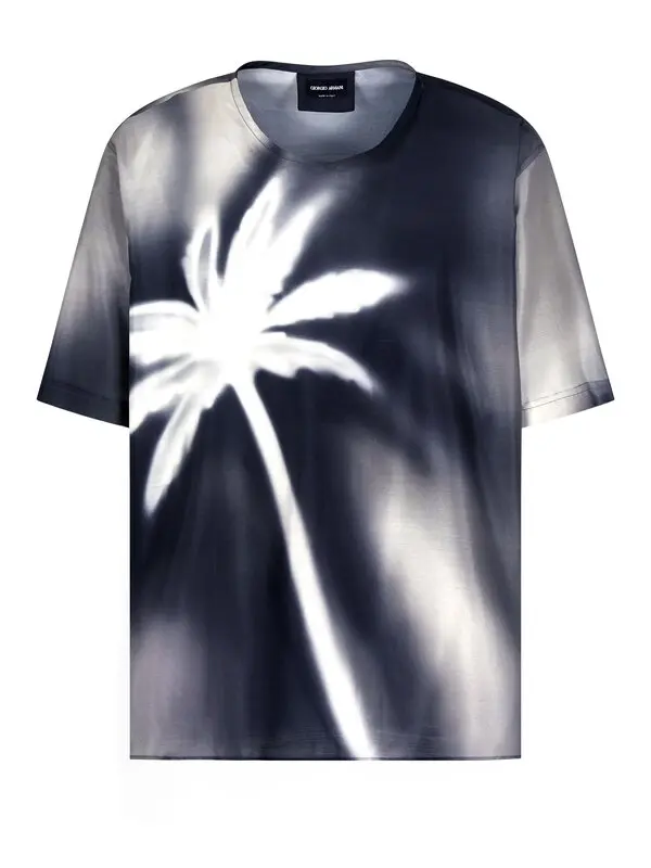 Giorgio Armani Printed Silk Habotai T-shirt Shirt - Patterned