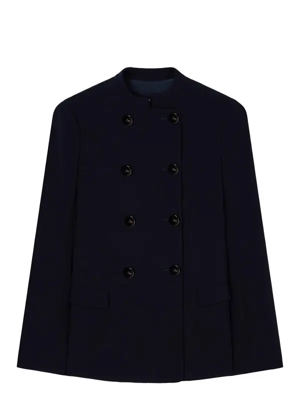 Giorgio Armani Double-breasted Jacket In Stretch Virgin Wool - Black