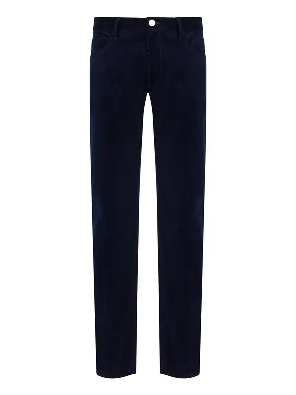 Giorgio Armani Regular-fit Cotton And Cashmere Trousers - Navy_blue