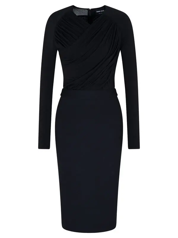 Giorgio Armani Lyocell Jersey Midi Dress - Black