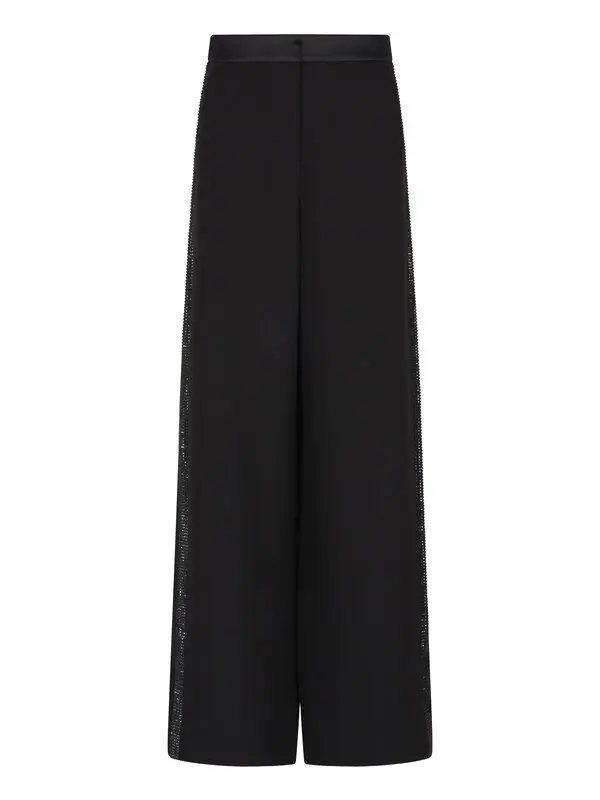Giorgio Armani Wide-leg Silk Trousers With Rhinestone Embroidery - Patterned