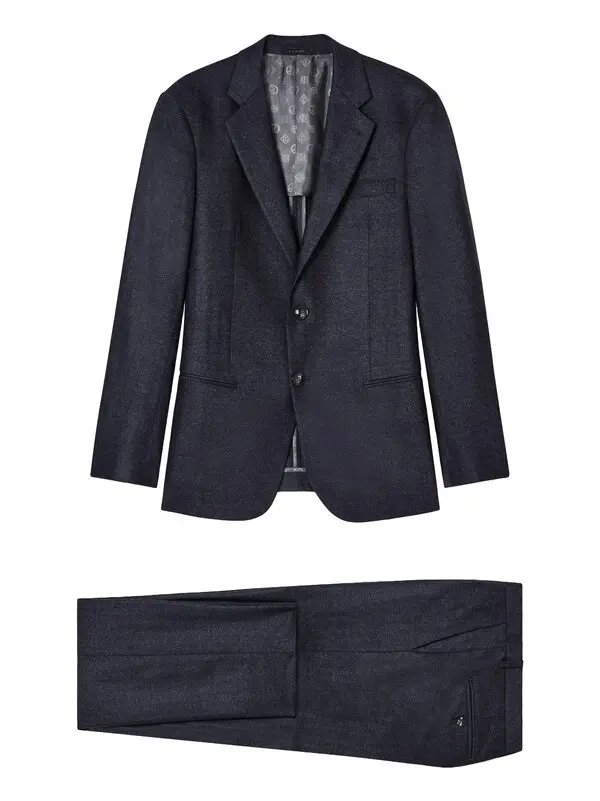 Giorgio Armani Soho Line Single-breasted Suit In Chevron Virgin Wool And Cashmere - Black