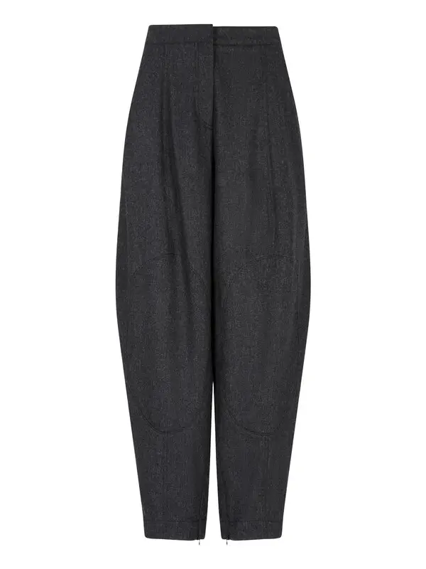 Giorgio Armani Wide Trousers In Wool And Cashmere Flannel - Grey