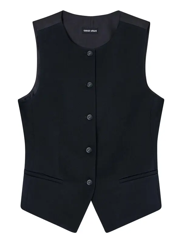 Giorgio Armani Single-breasted Wool Waistcoat - Black