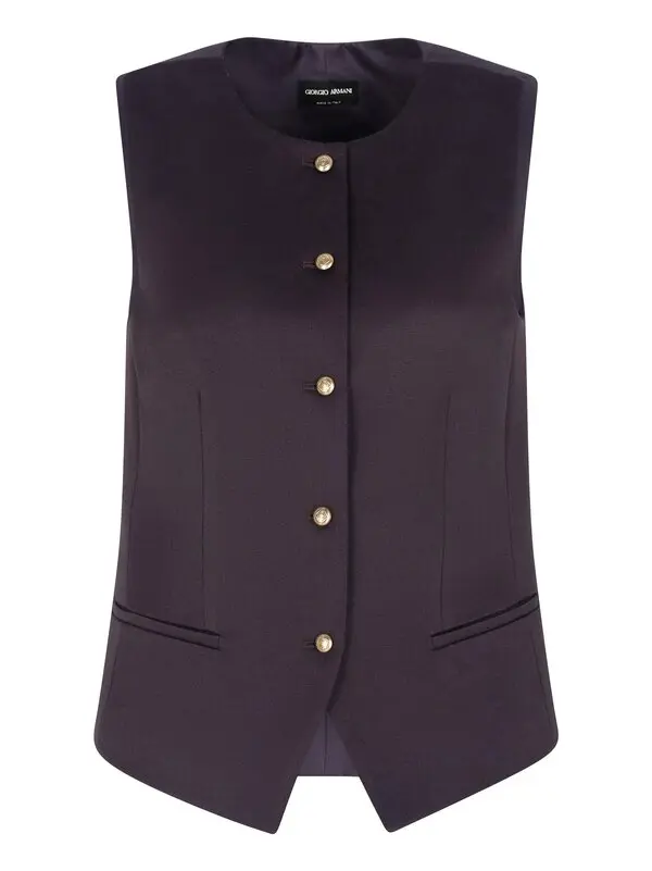 Giorgio Armani Single-breasted Wool Waistcoat - Brown