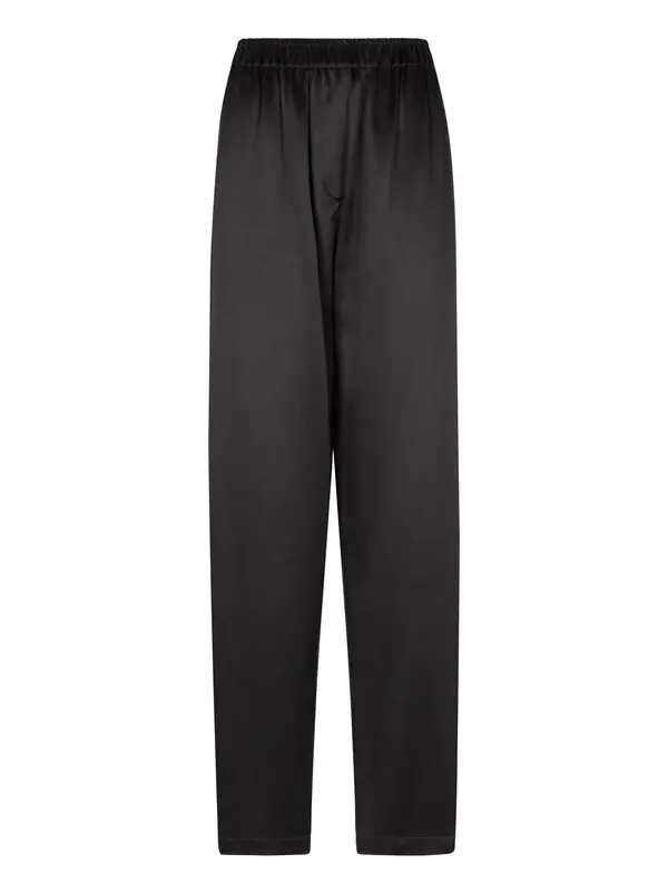 Giorgio Armani Straight-cut Tussah Silk Satin Trousers - Black