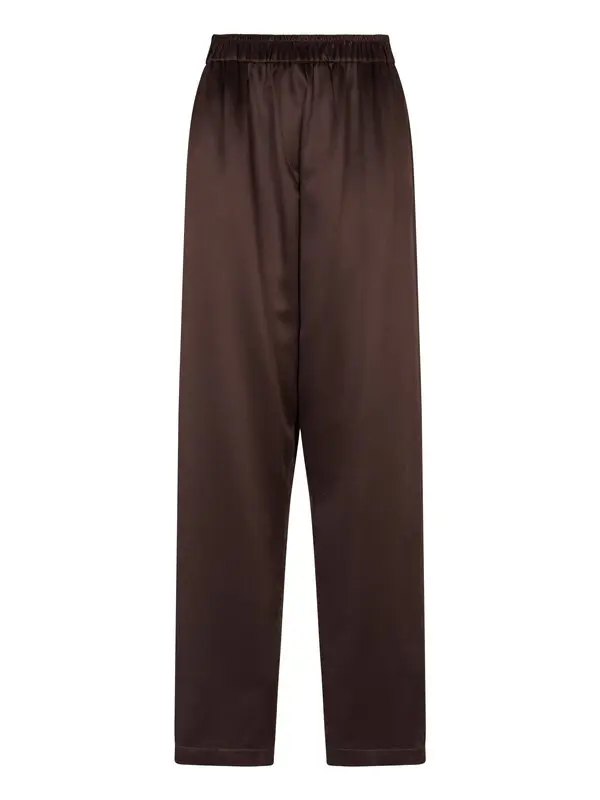 Giorgio Armani Straight-cut Tussah Silk Satin Trousers - Brown